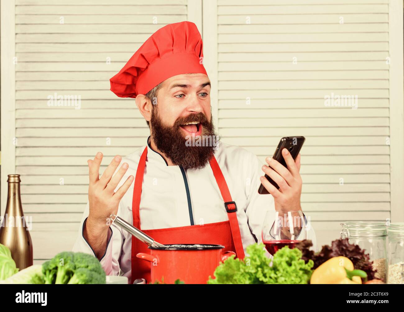 Culinary education online. Elearning concept. Man chef searching ...