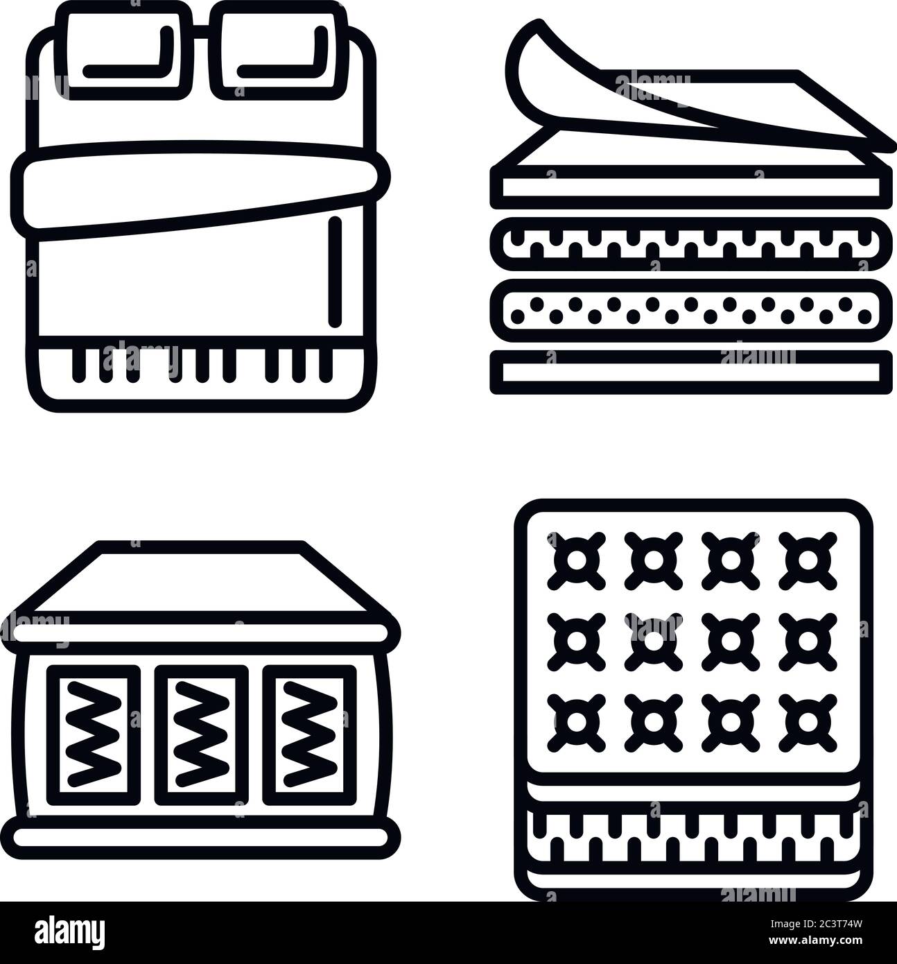 Mattress icons set. Outline set of mattress vector icons for web design ...