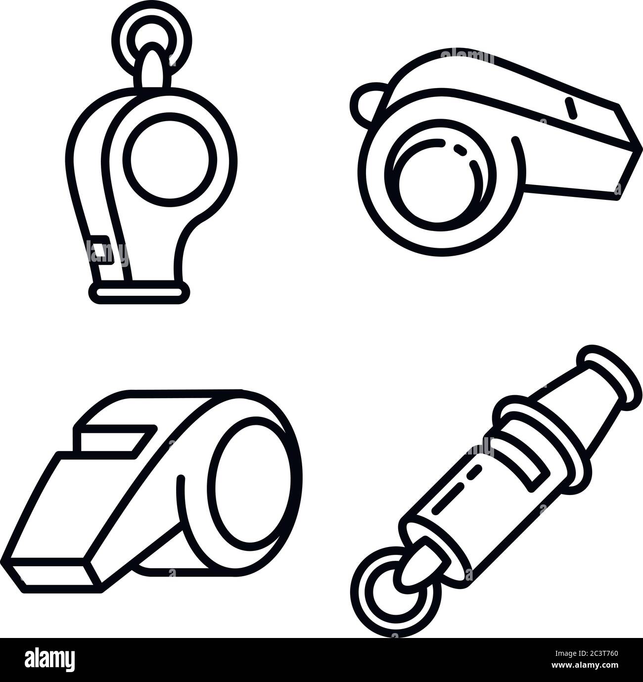 Whistle Icons Set Outline Set Of Whistle Vector Icons For Web Design Isolated On White