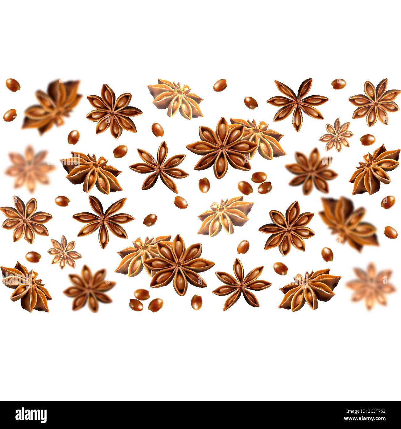 Seamless star anise border. Quality realistic vector, 3d illustration ...