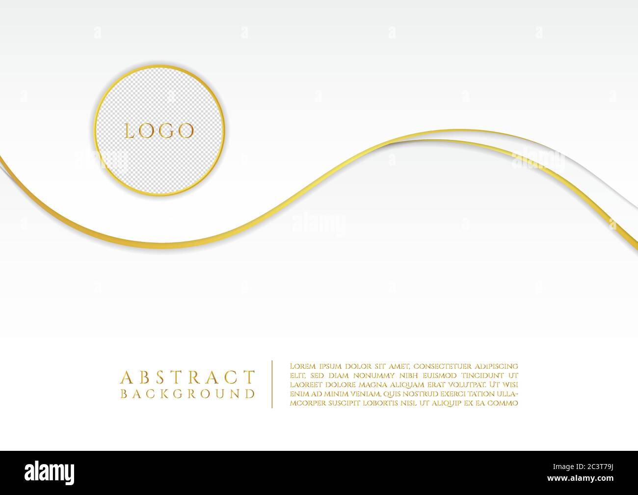 Abstract background luxury design curve shape white and gold style with ...