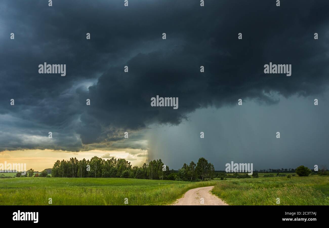 Supercell storm clouds with intense rain, Lithuania Stock Photo - Alamy