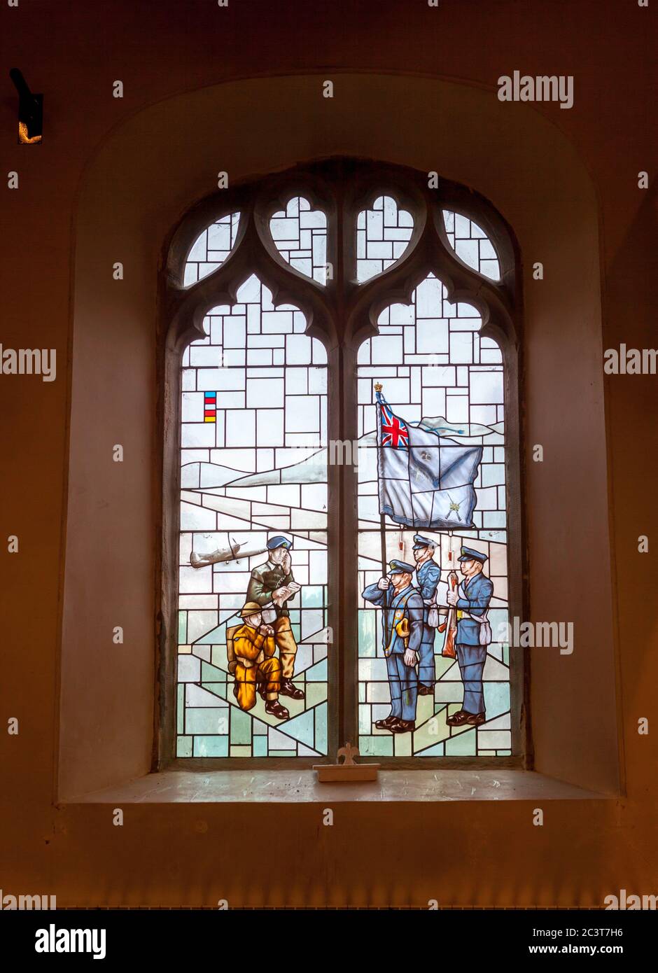 Stained glass window in the RAF Regiment Chapel at St. Anne's Church ...