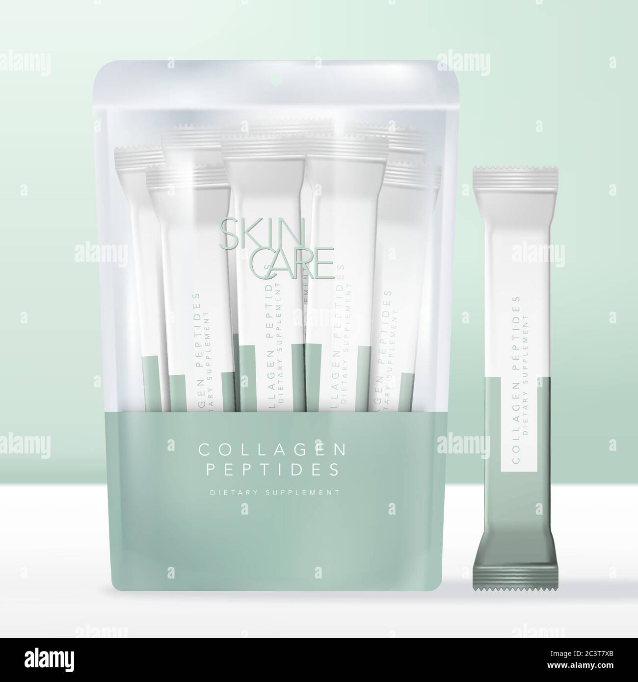 Vector Collagen Peptide or Beverage Powder Packets in Zip Lock Semi ...