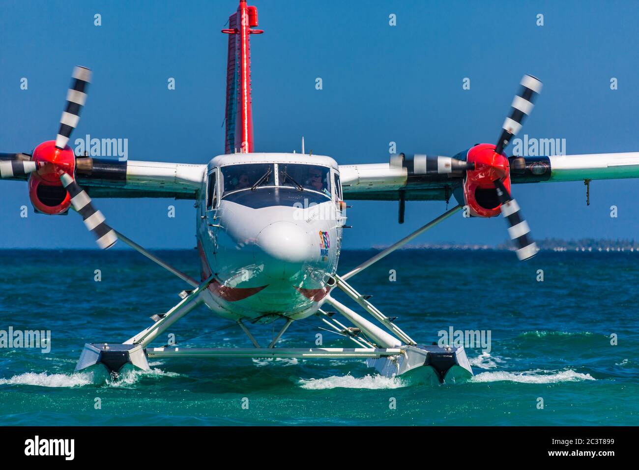 Sea plane at tropical beach resort. Luxury summer travel destination ...