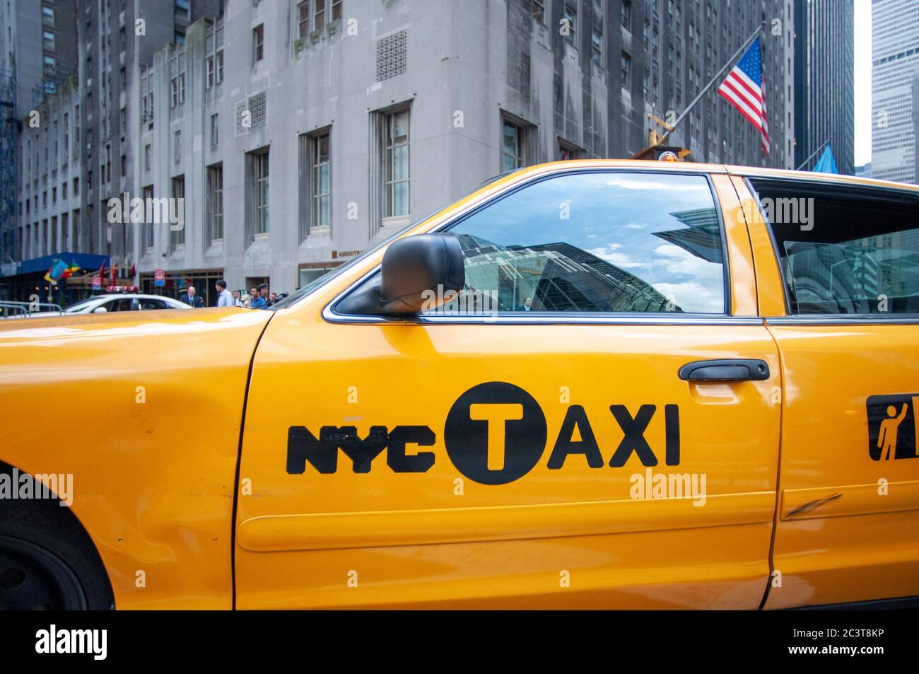 New York City Street scene with iconic yellow taxi cab Stock Photo - Alamy