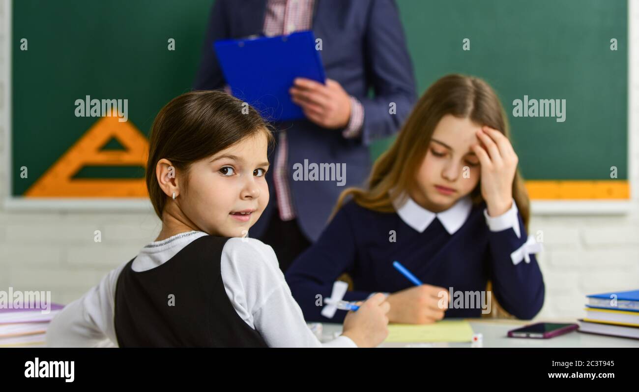 Focused and concentrated students. Control process. Testing students ...