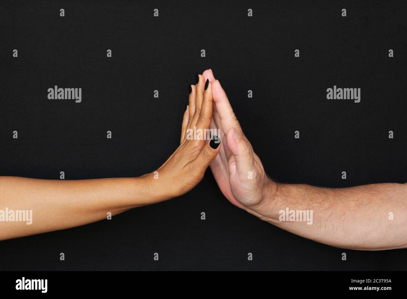 Togetherness concept, palm to palm touch each other. photo isolate on ...