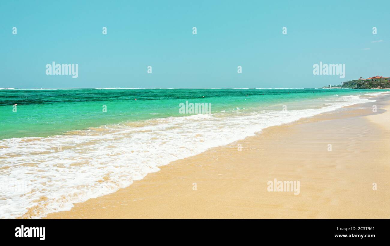 beautiful sandy beach in waves on the ocean coast. Concept of ...