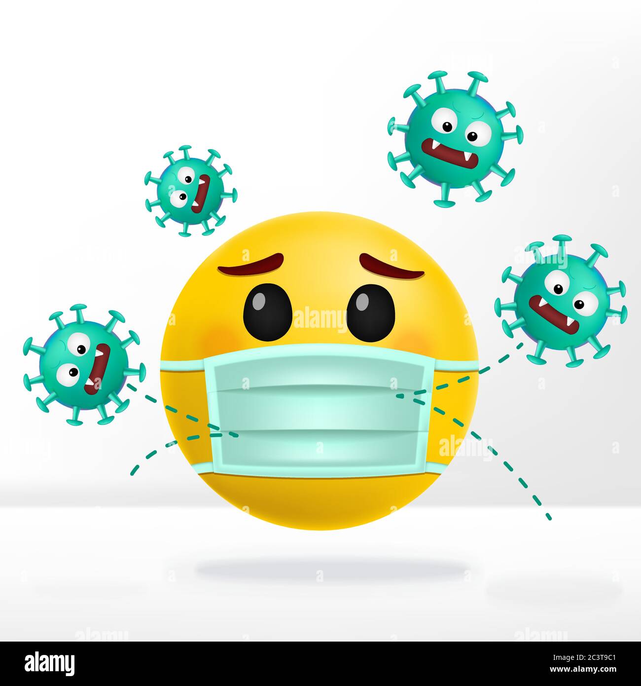 Vector Corona Virus or Anti Bacterial Cartoon Emotion with surgical ...