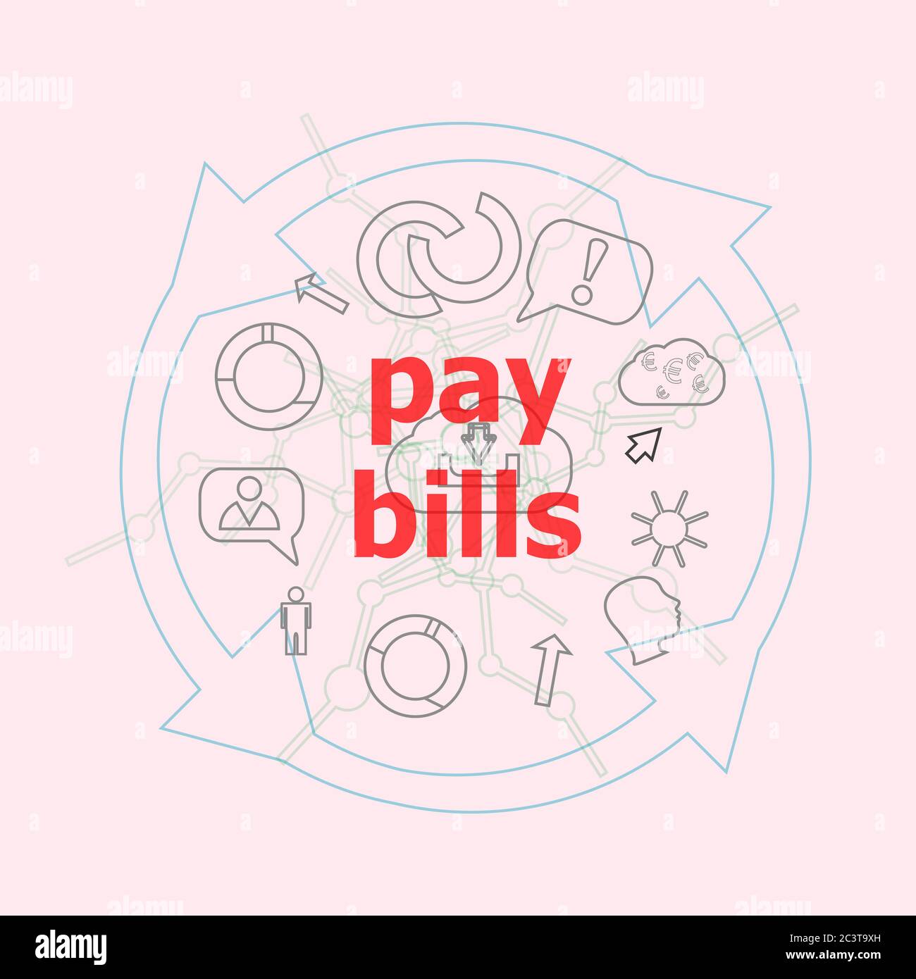 Text pay bill . Business concept . Flat outline linear Infographic ...