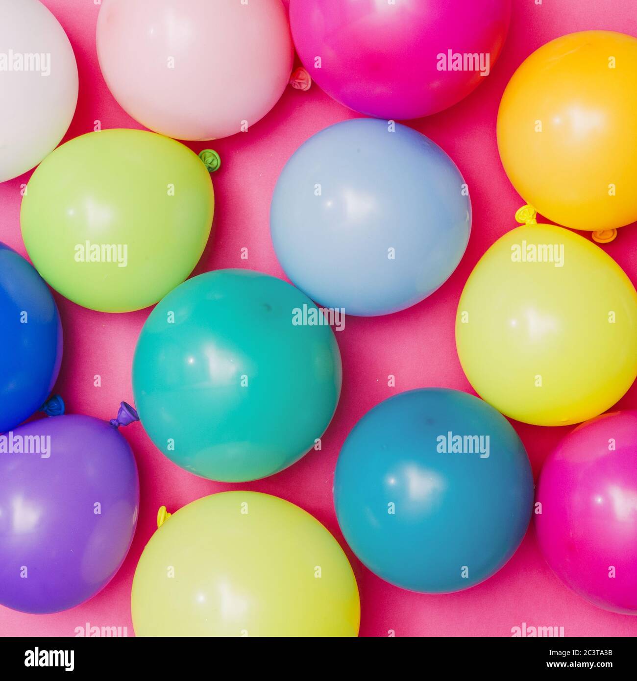Birthday background with colorful balloons, top view Stock Photo - Alamy