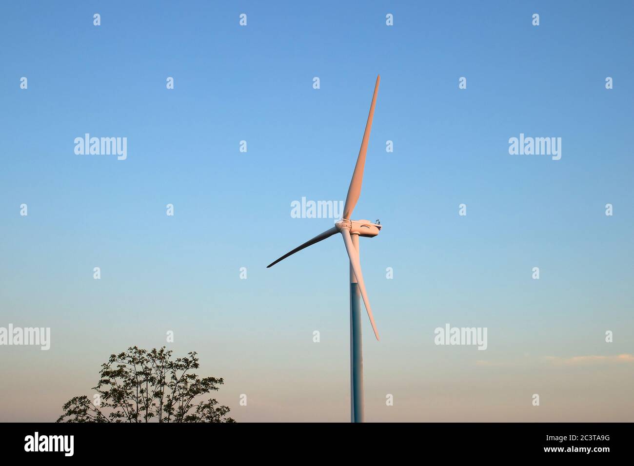 blue sky and stationary wind generator Stock Photo - Alamy