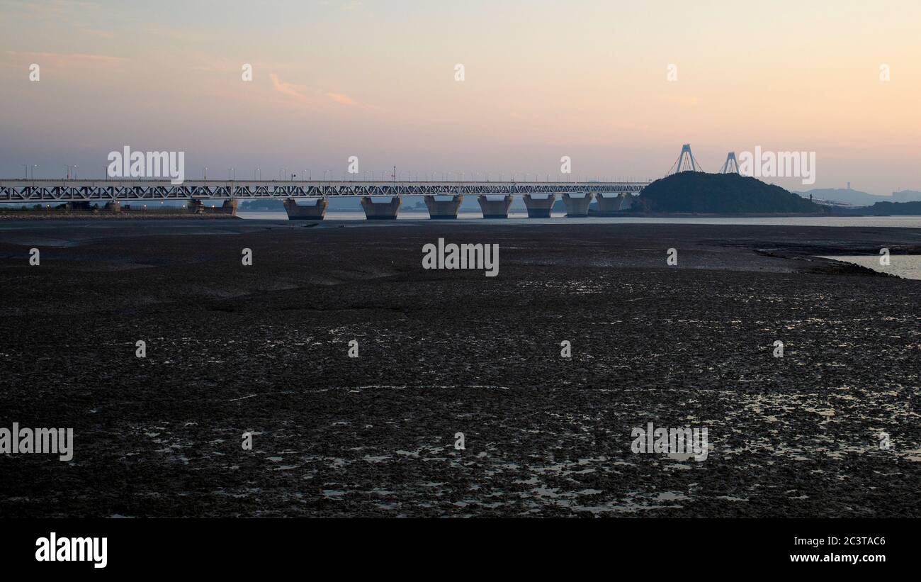 Incheon Bridge in Korea on the Mudflat Stock Photo - Alamy