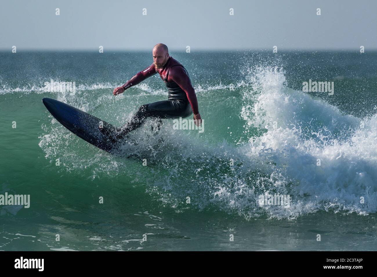 Spectacular surfing action at Fistral in Newquay in Cornwall Stock ...