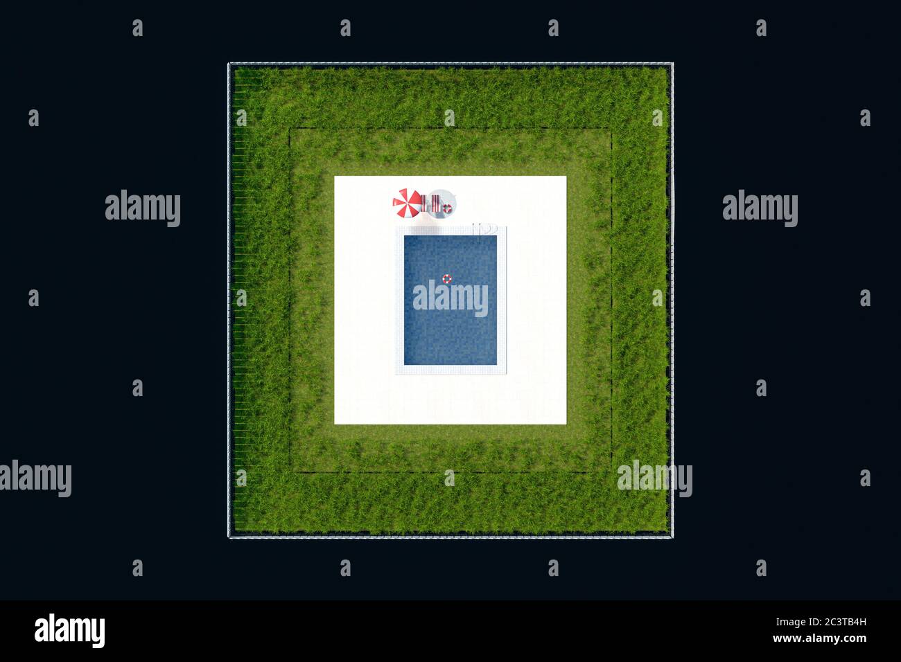 A square swimming pool on the sea, 3d rendering. Computer digital ...