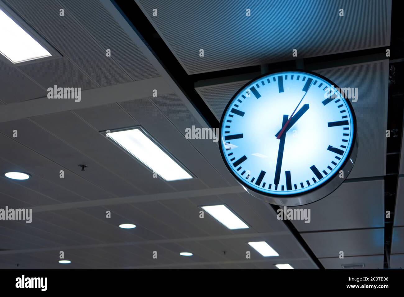 Modern street clock in a public place. Clock at the subway station ...