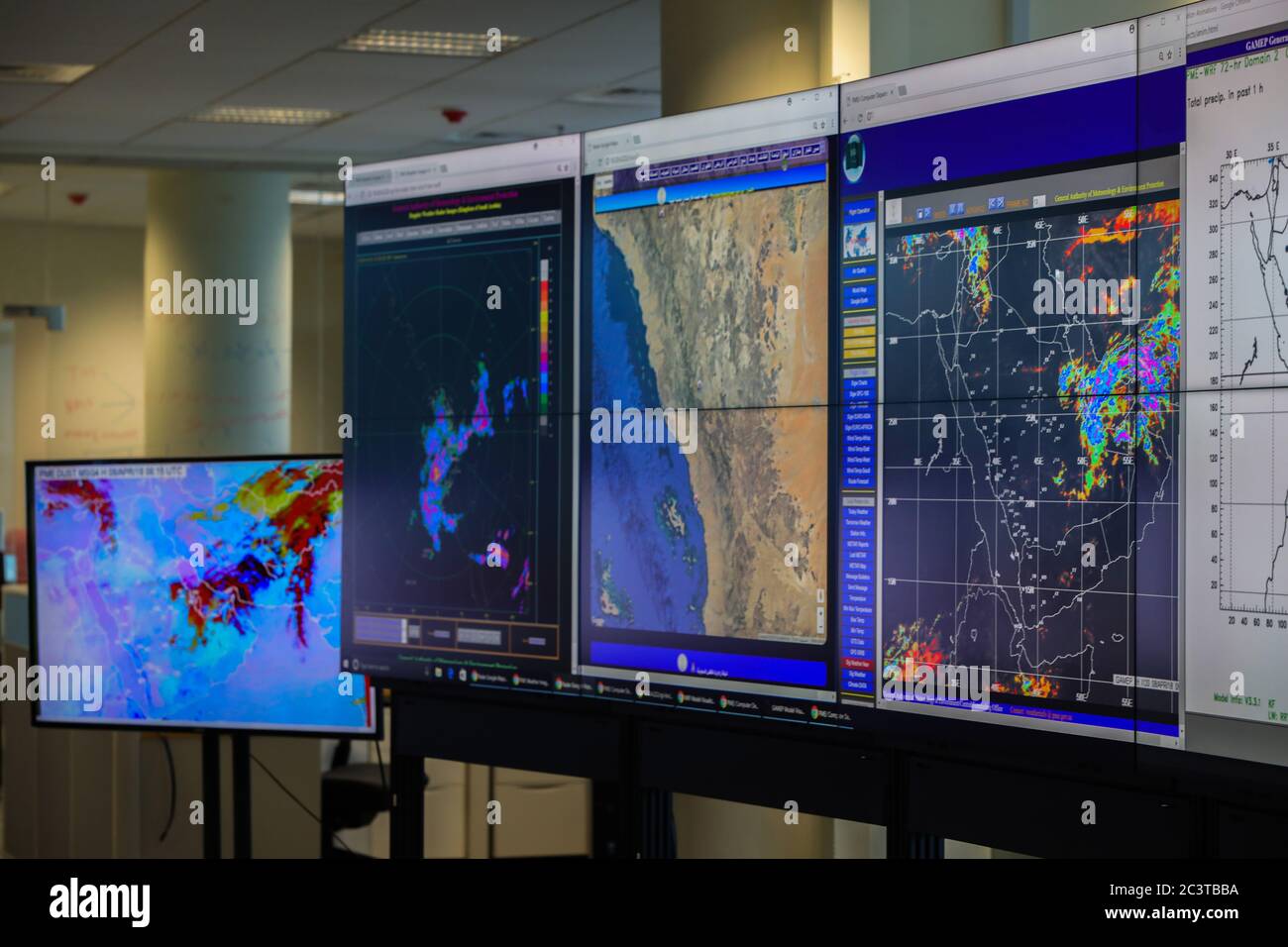 screens for radar monitoring in meteorological department Stock Photo ...
