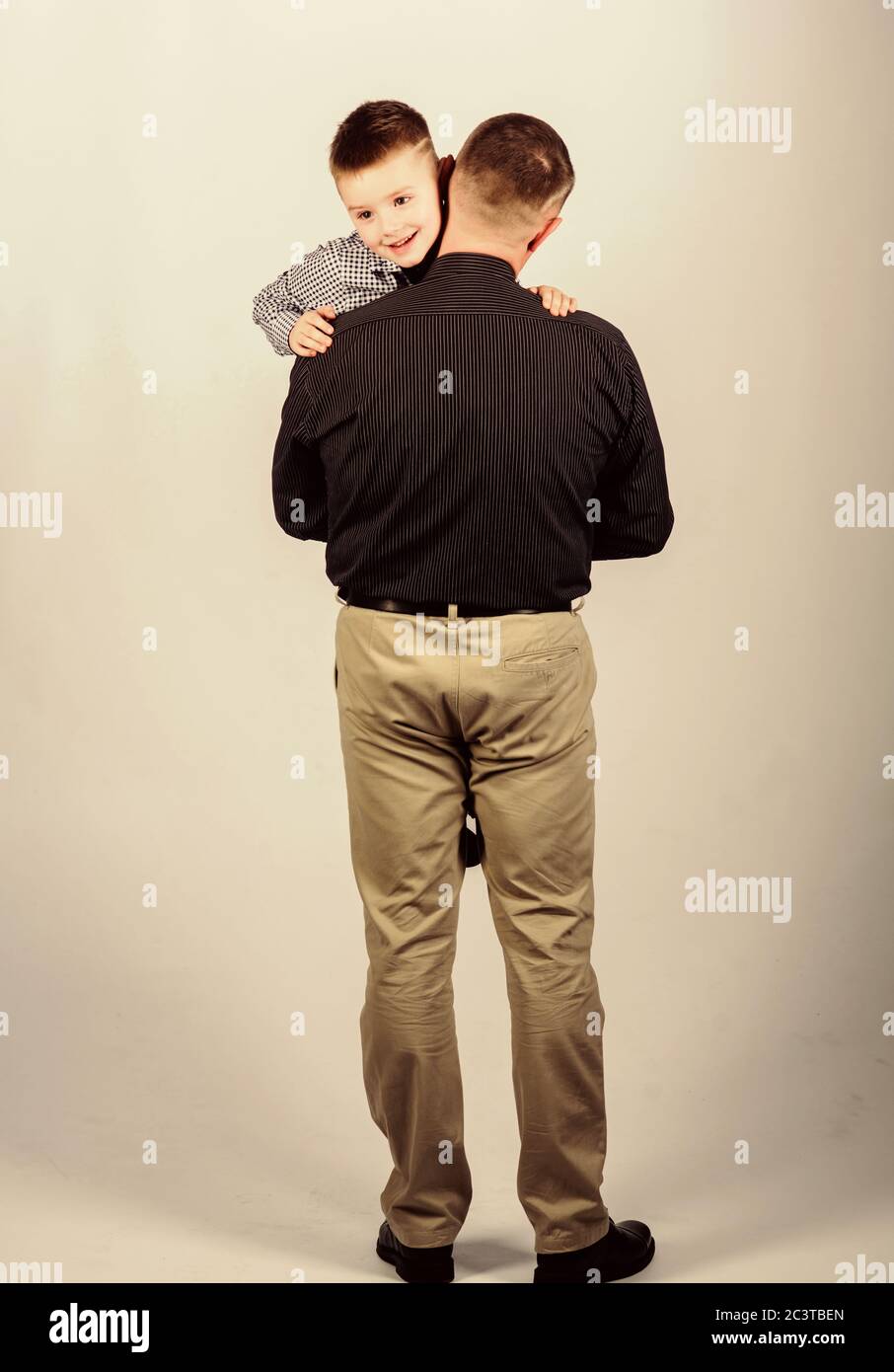 Family bonds. Family support. Real men. Trustful relations father and ...