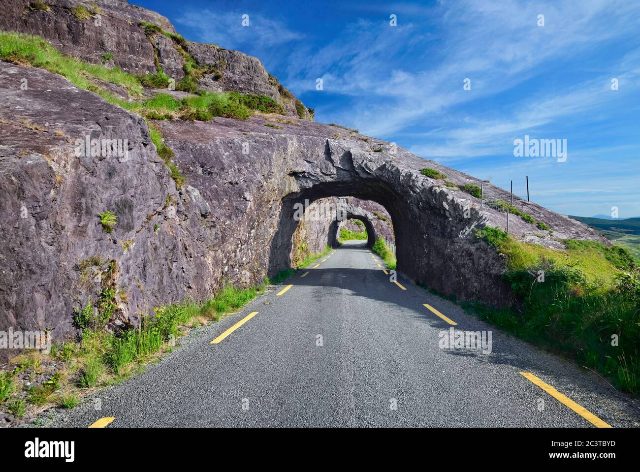 Ireland, County Cork, Caha Mountain Pass, The Tunnel Road on the county ...