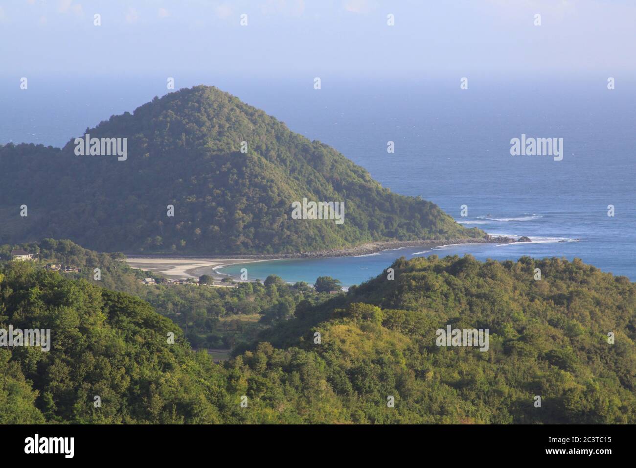 Panoramic view of Mawi beach in Lombok, Indonesia. Kuta Lombok is an ...