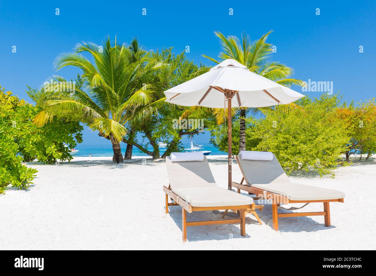 Idyllic tropical beach landscape for background or wallpaper. Design of ...