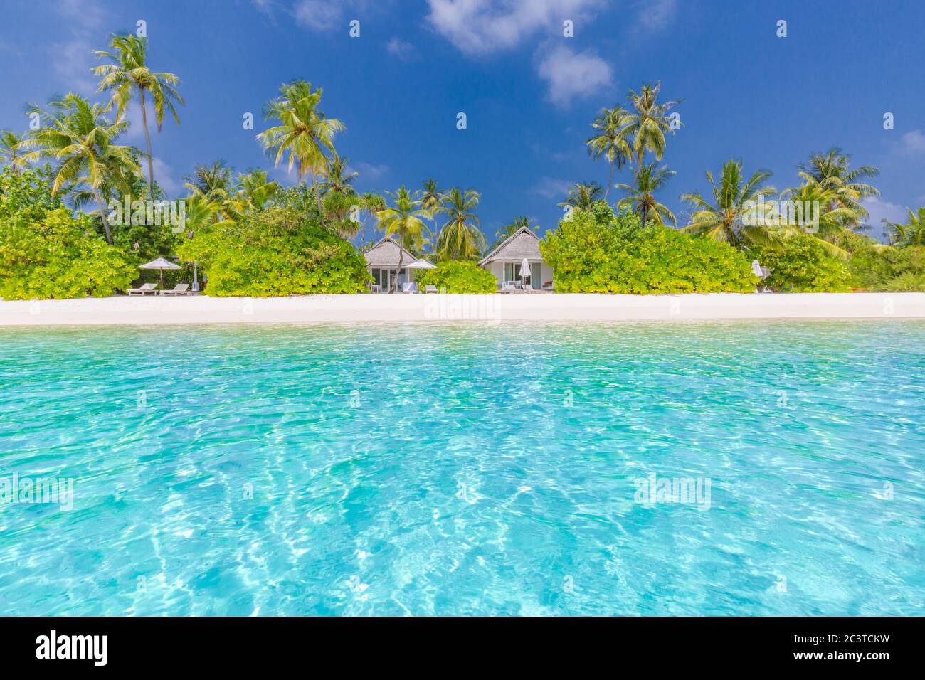 Tropical beach background as summer landscape with beach swing or ...