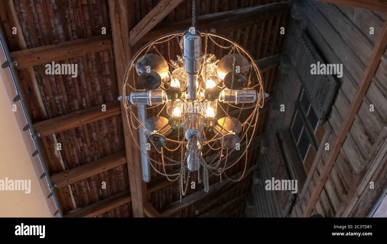 Chandelier from a frog's eye perspective Stock Photo - Alamy