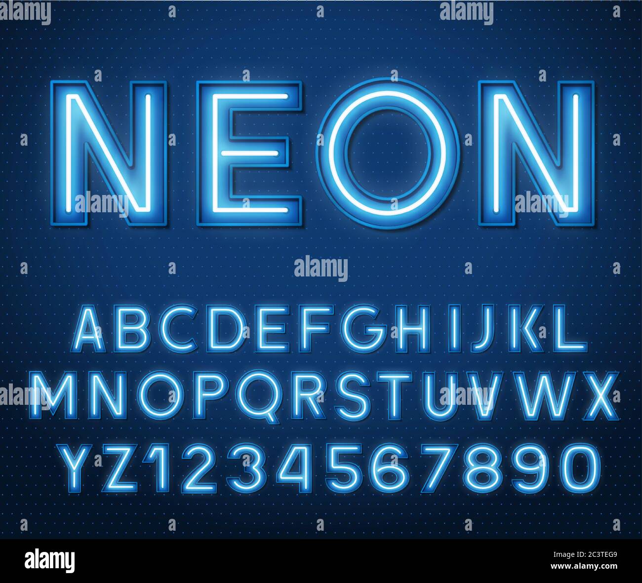 Neon glowing blue 3d letters and numbers Stock Vector Image & Art - Alamy