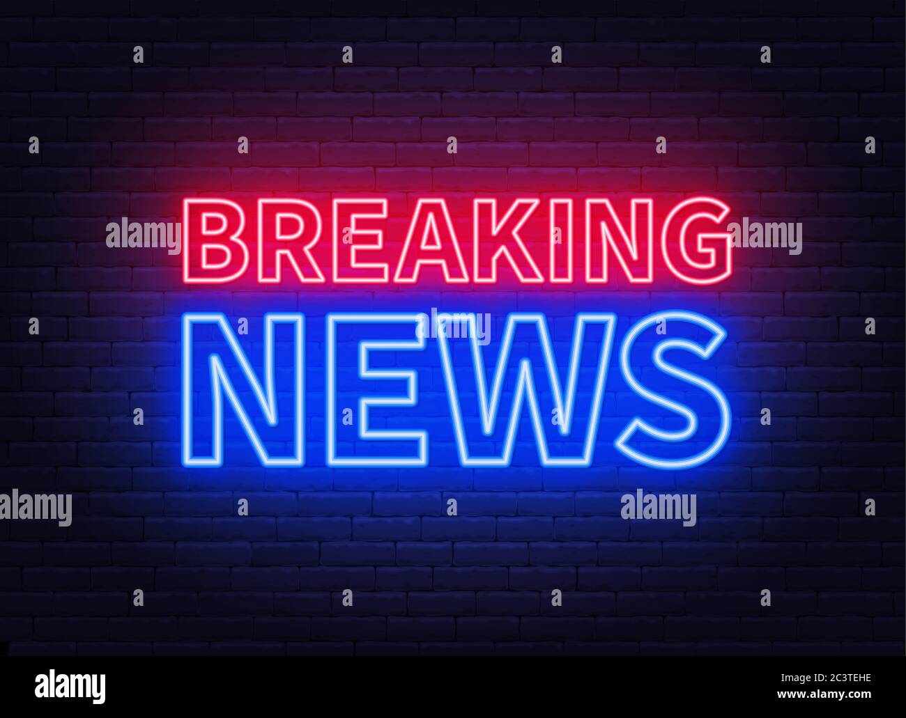 Neon breaking news sign on brick wall background Stock Vector Image ...