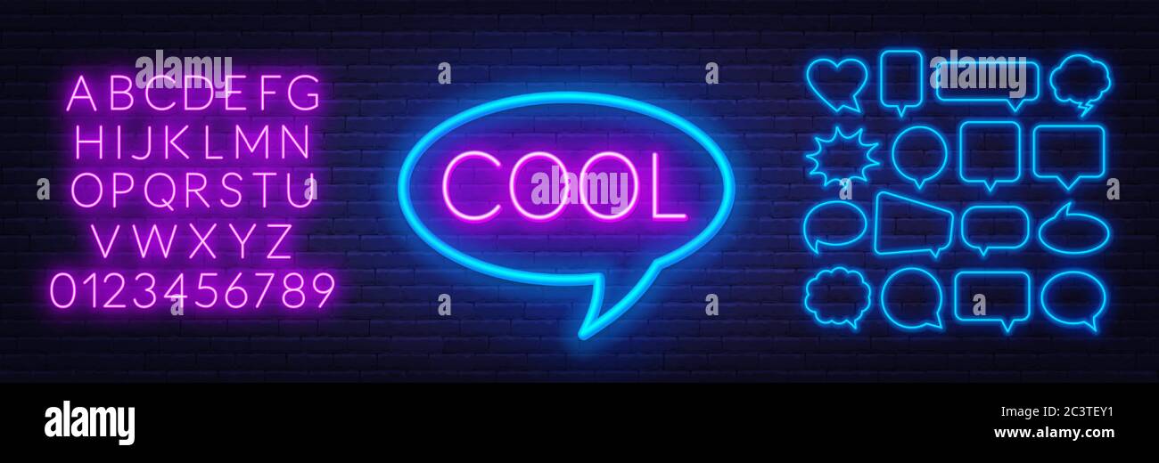 Neon sign of word cool in frame on dark background Stock Vector Image ...