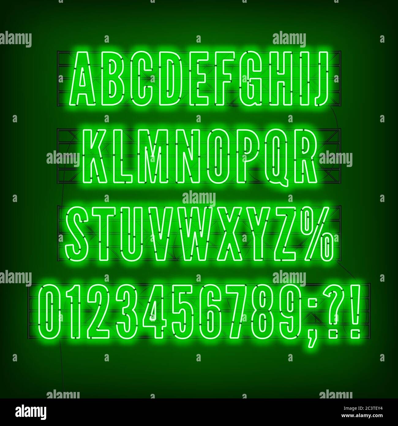Glowing green neon alphabet letters hi-res stock photography and images ...