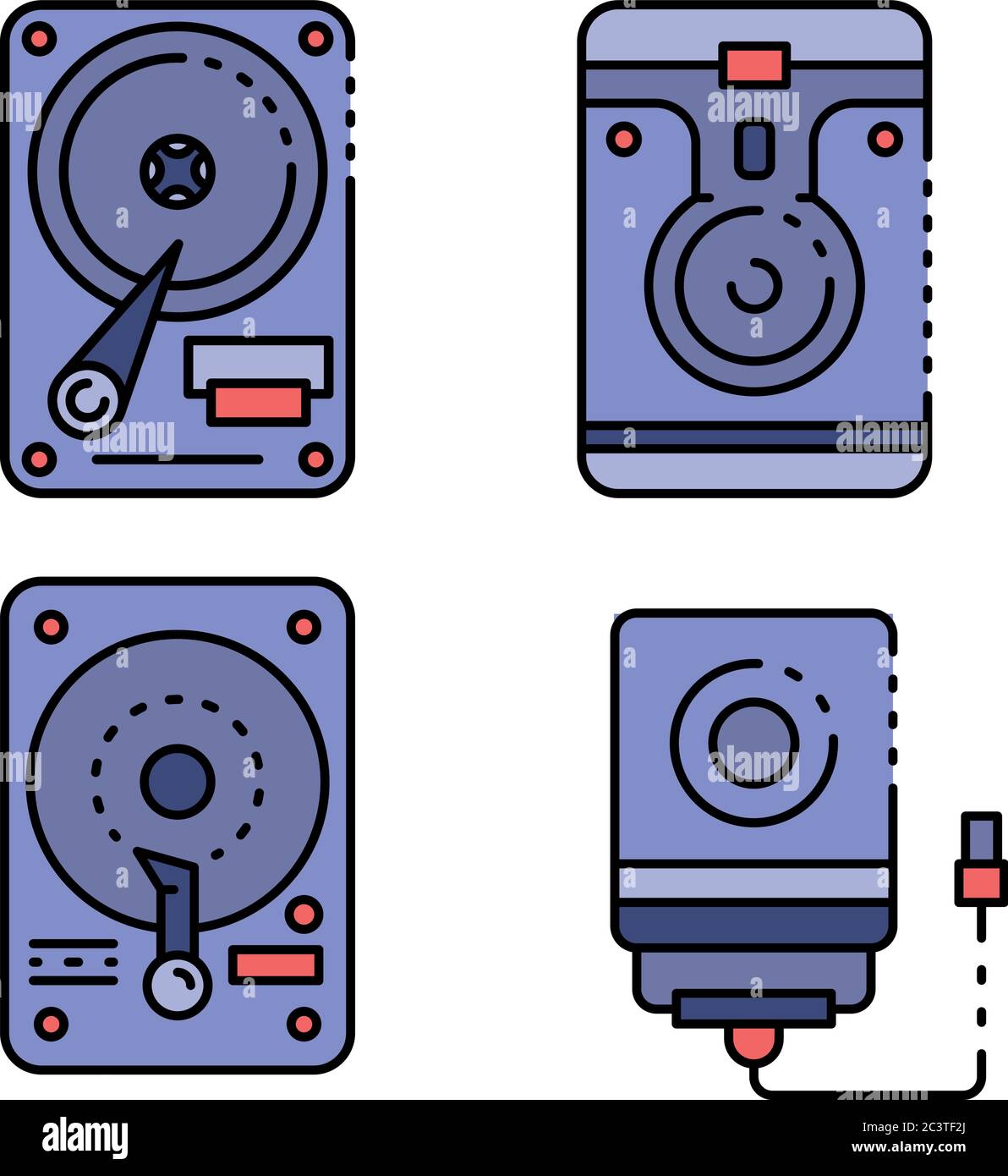 Hard disk icons set vector flat Stock Vector Image & Art - Alamy