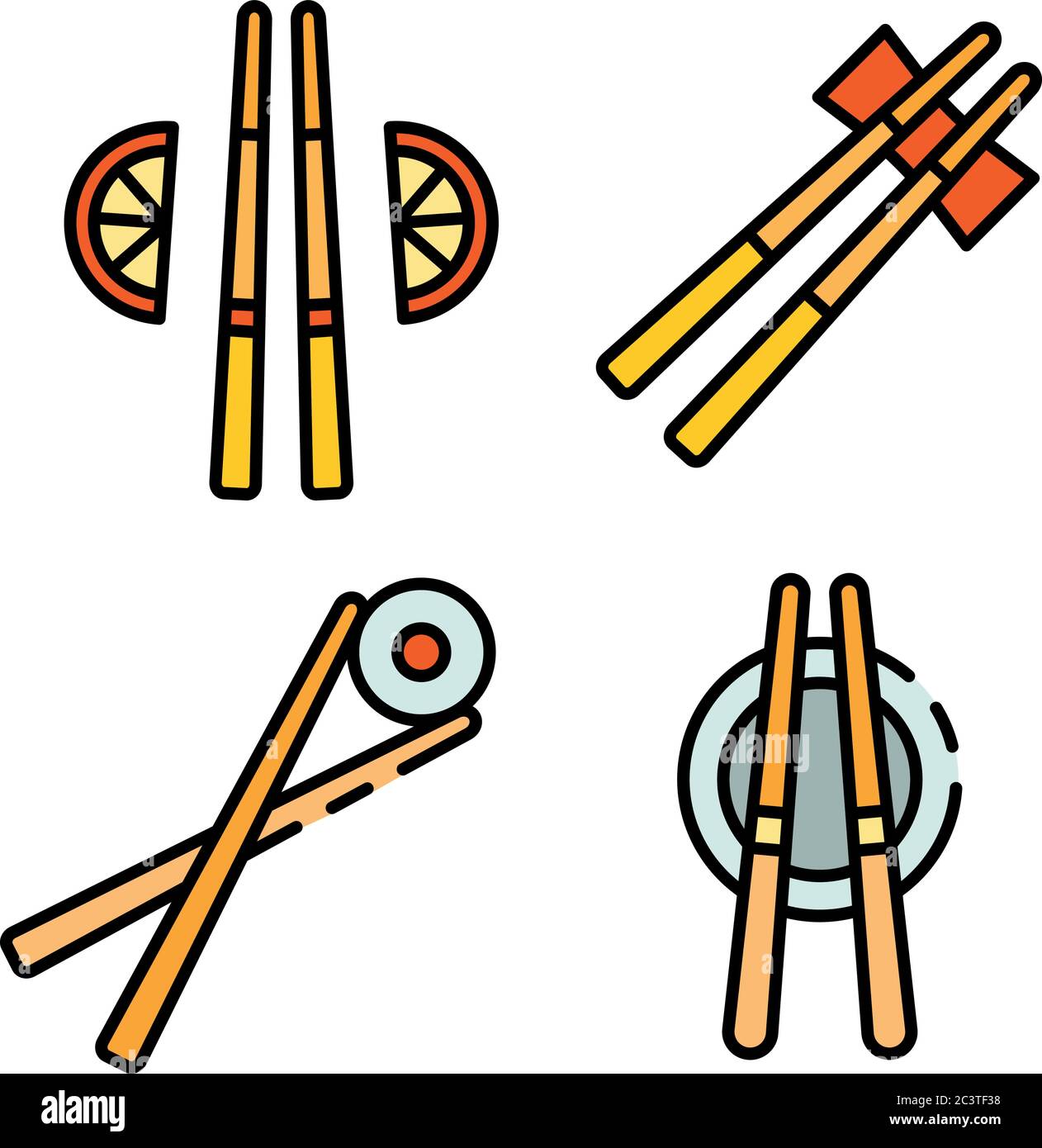Chopsticks icons set vector flat Stock Vector Image & Art - Alamy