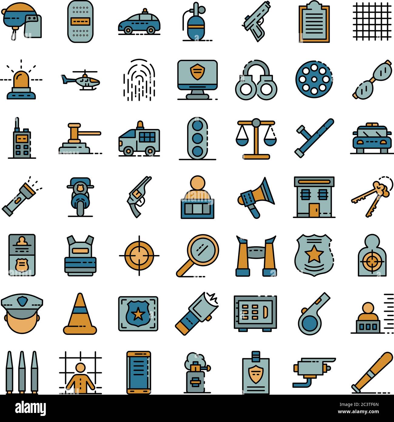 Police equipment icons set vector flat Stock Vector Image & Art - Alamy