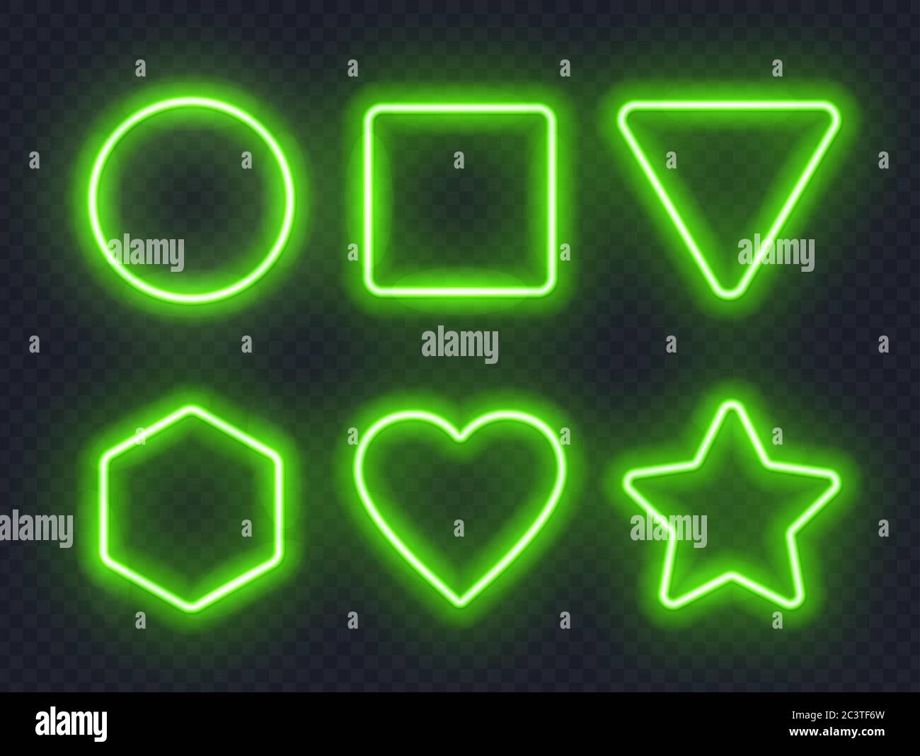 Set of green glowing neon frames on dark background Stock Vector Image ...