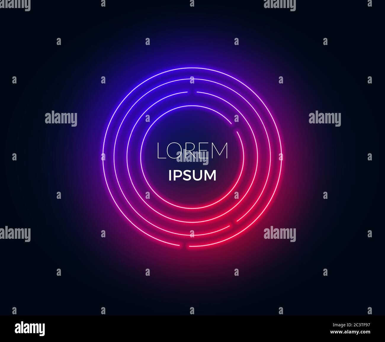 Neon futuristic round frame for text. Can be used as a background Stock ...