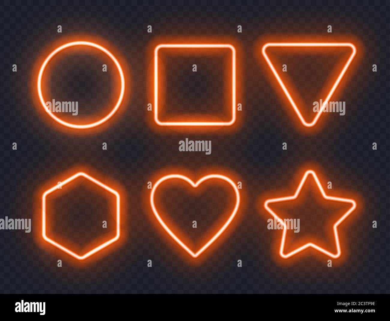 Set of orange glowing neon frames on dark background Stock Vector Image ...