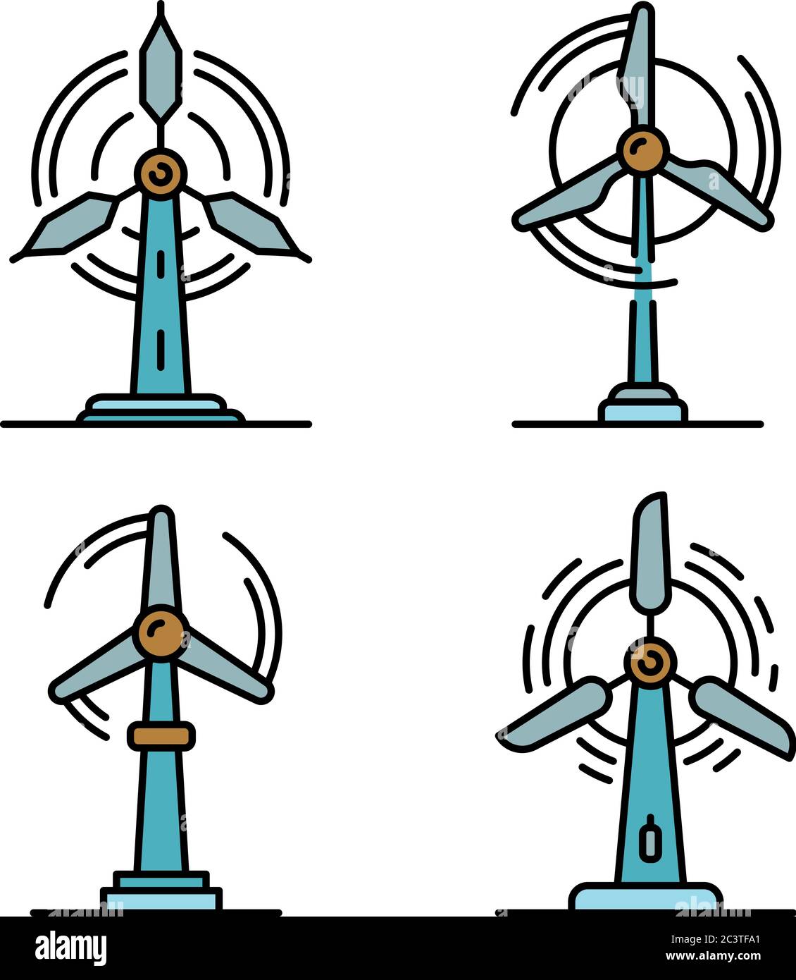 Wind turbine icons set vector flat Stock Vector Image & Art - Alamy