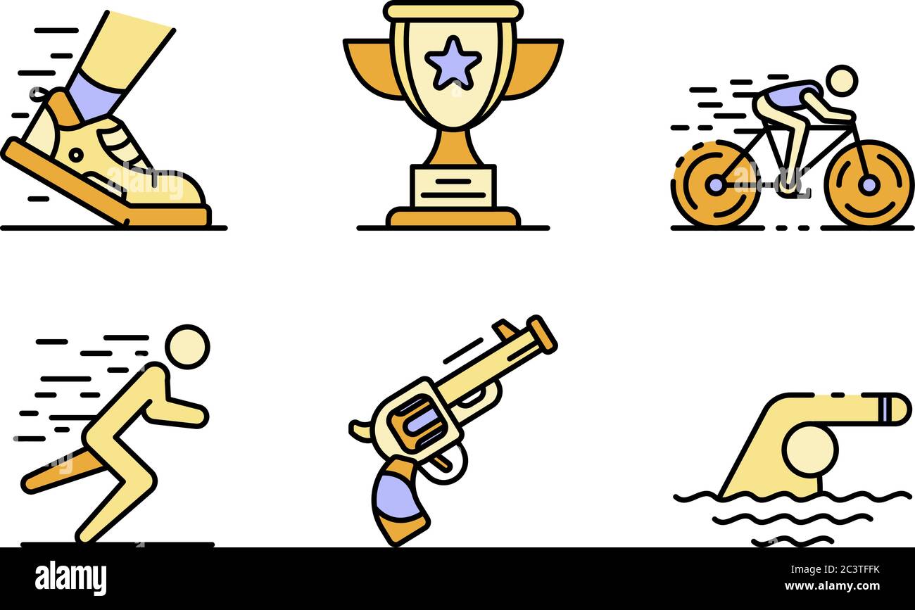 Triathlon icons set vector flat Stock Vector Image & Art - Alamy