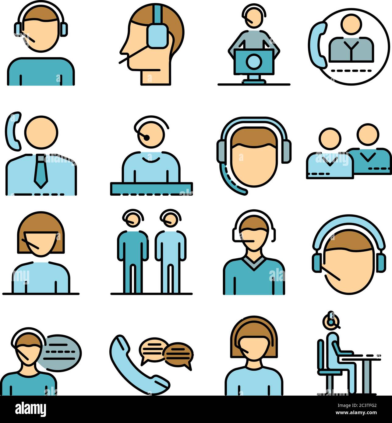Call center employees icons set vector flat Stock Vector Image & Art ...
