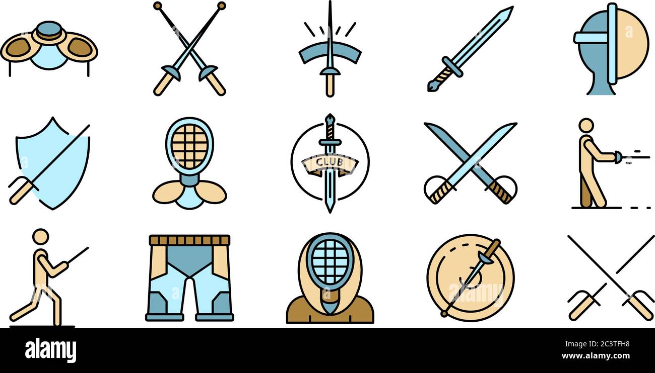 Fencing icons set vector flat Stock Vector Image & Art - Alamy