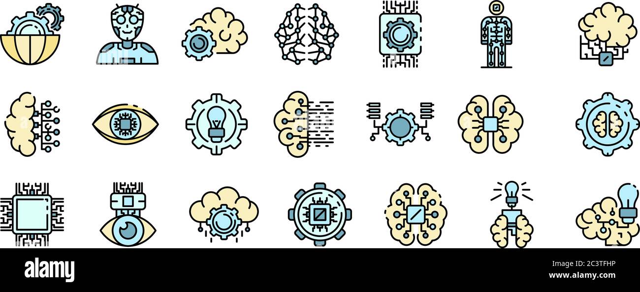 Artificial intelligence icons set vector flat Stock Vector Image & Art ...