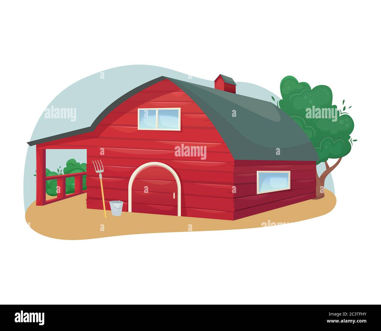 Traditional American red wooden barn. Farm. Agriculture, farming Stock ...