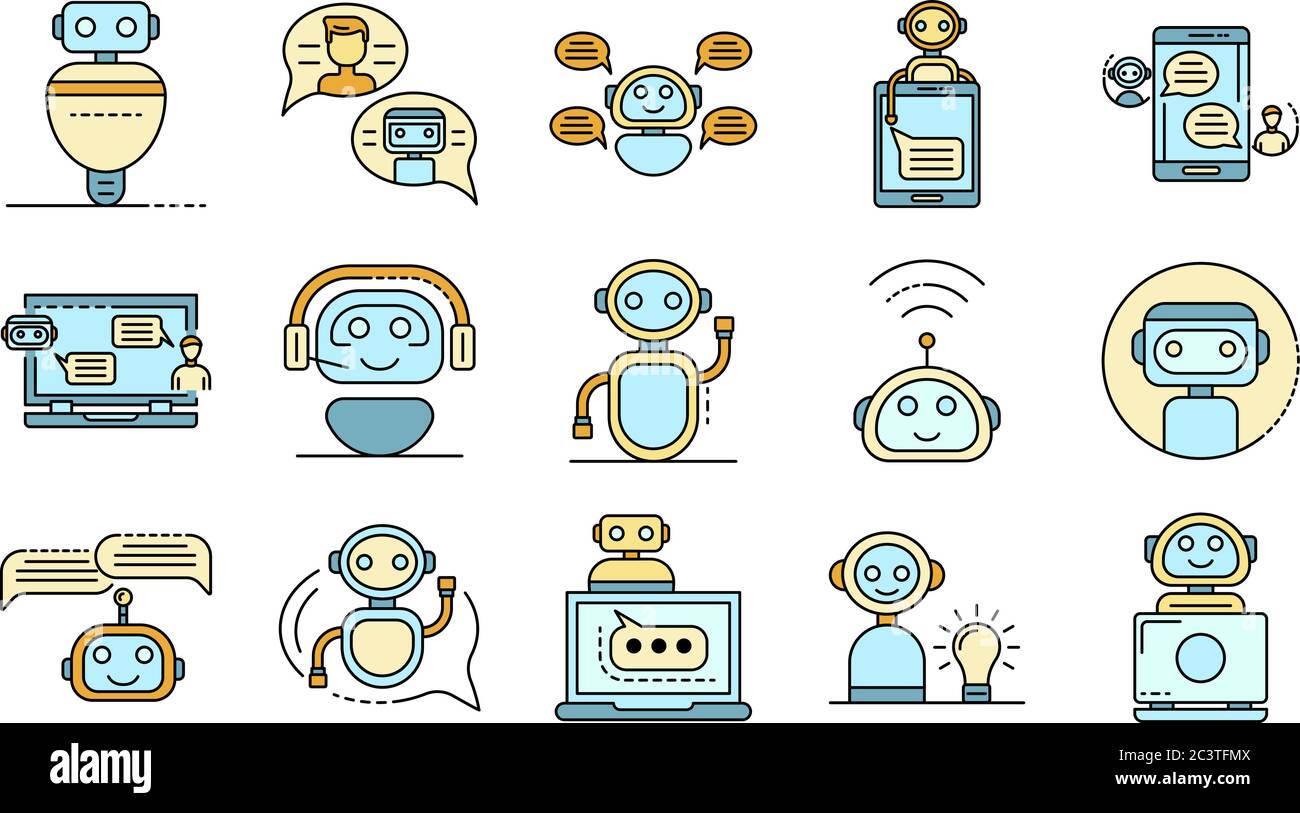 Chatbot icons set vector flat Stock Vector Image & Art - Alamy