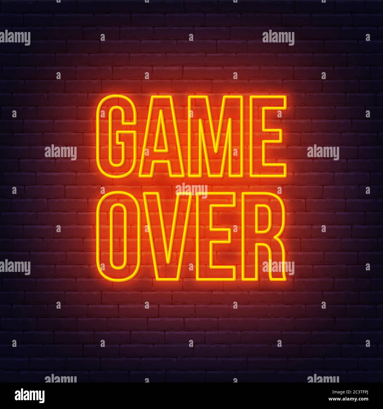 Neon game over sign on brick wall background Stock Vector Image & Art ...