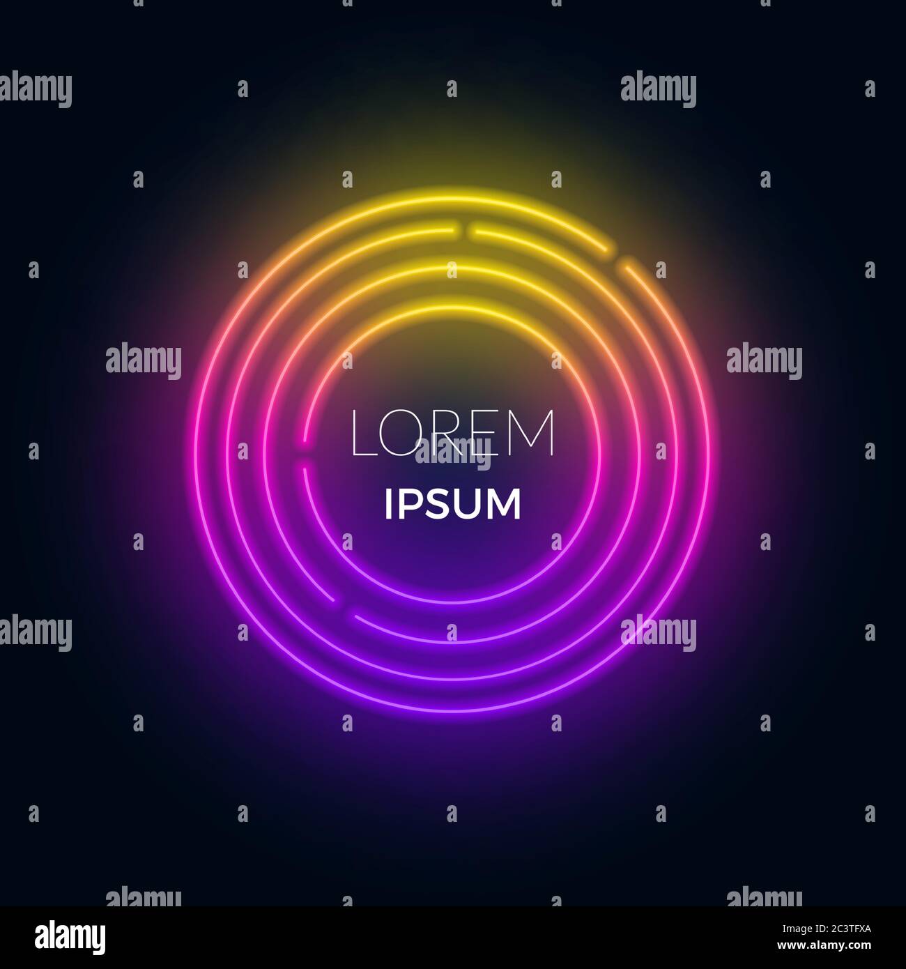 Neon futuristic round frame for text. Can be used as a background Stock ...