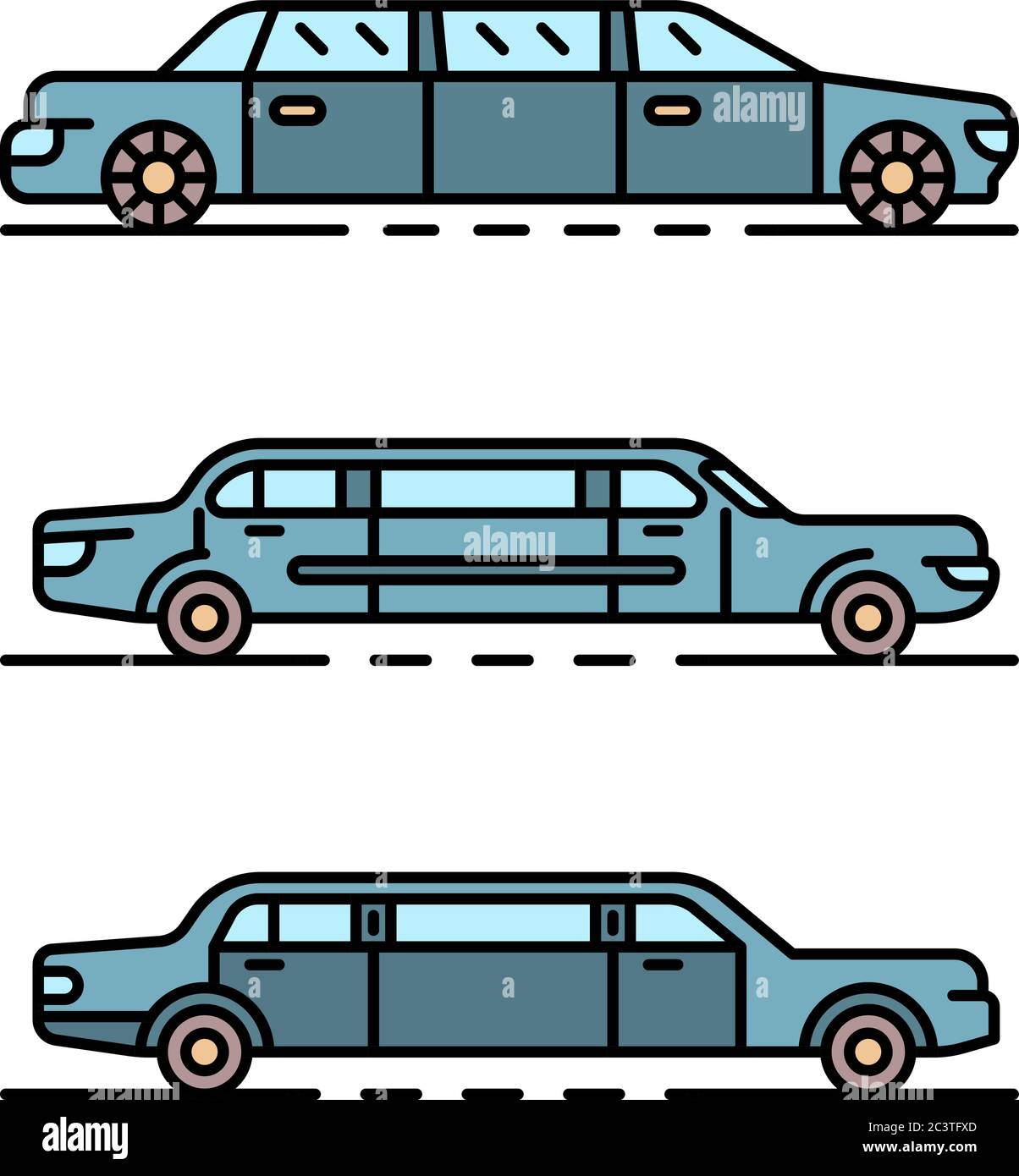 Limousine icons set vector flat Stock Vector Image & Art - Alamy