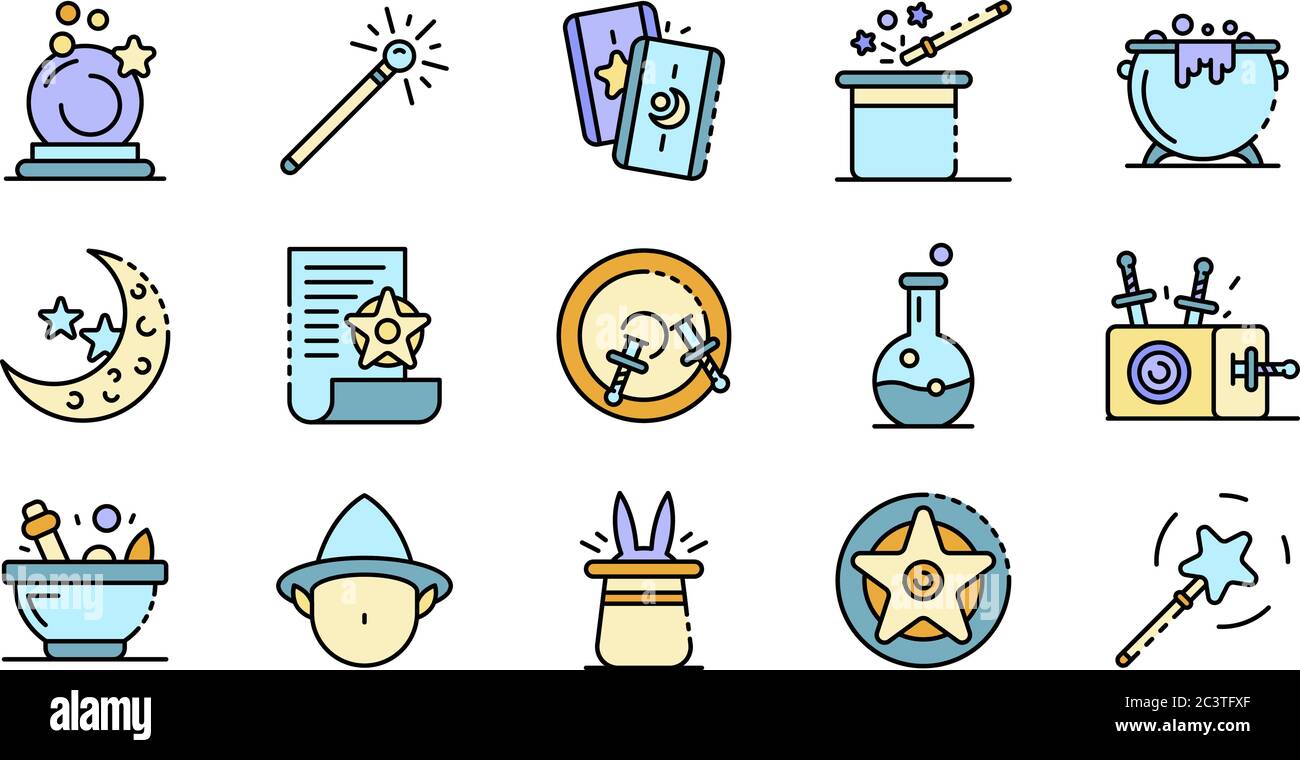 Wizard tools icons set vector flat Stock Vector Image & Art - Alamy