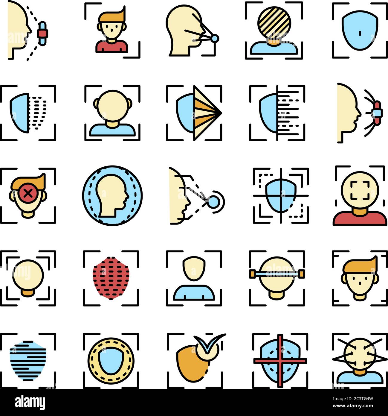 Face recognition system icons set vector flat Stock Vector Image & Art ...